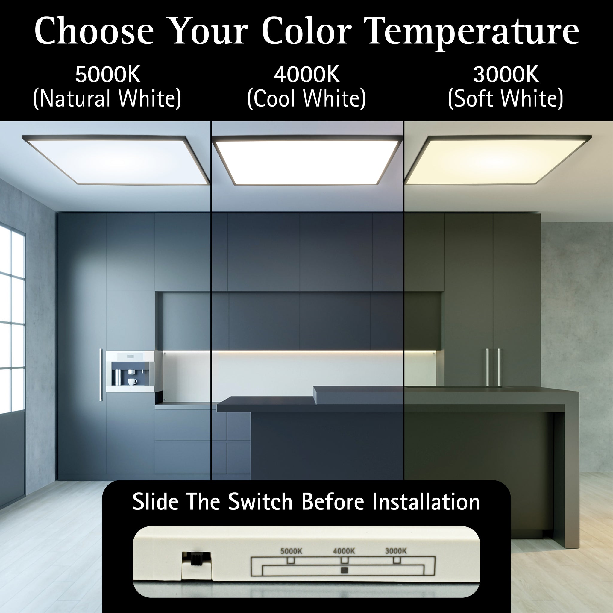 Surface Mount LED Panel Light 2' x 4' - CCT Switchable and Dimmable ...